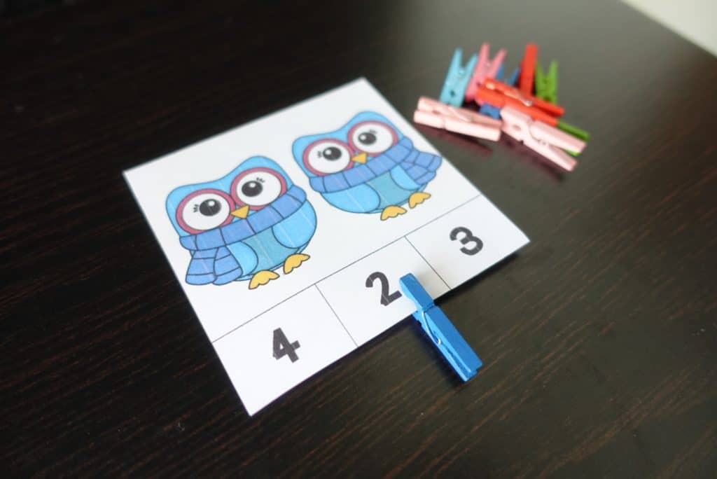 Owl Count and Clip Card : 20 Easy Sets for Preschoolers - FluffyTots
