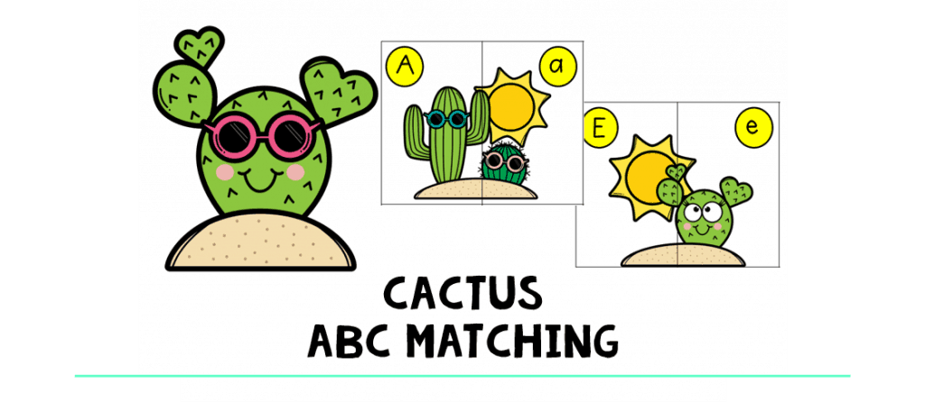 Cactus ABC Matching Printables : FREE 26 Cool ABC Puzzle - FluffyTots