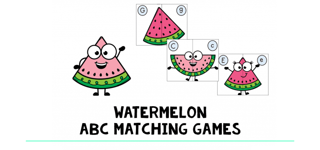 Watermelon ABC Matching Printables :FREE 26 Fun Puzzle Games - FluffyTots