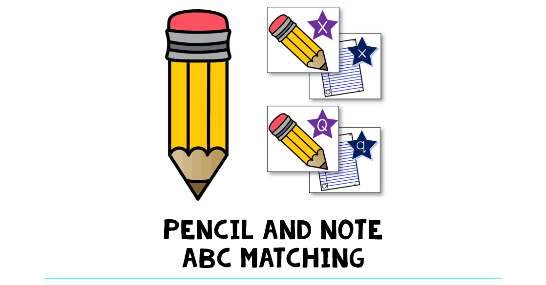 Pencil and Note ABC Matching : FREE 26 Letters A to Z - FluffyTots