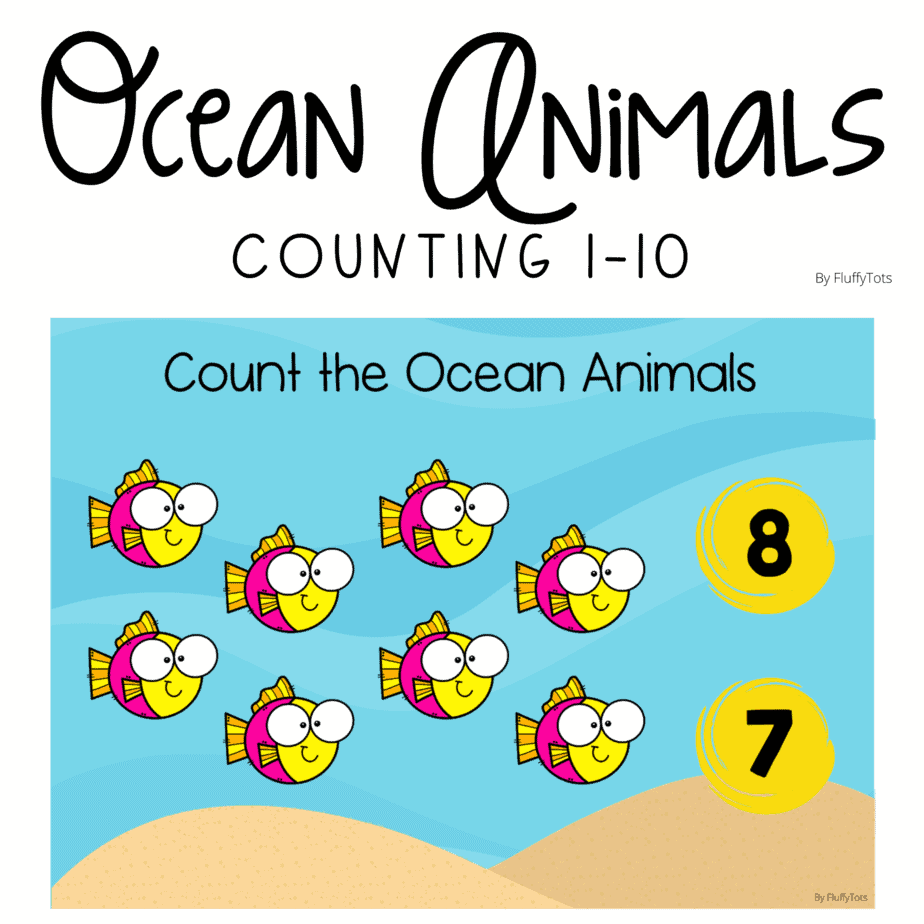 Ocean Animals Counting Boom Cards : FREE 10 Cards - FluffyTots